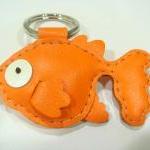 Goldfish Leather Keychain ( Orange ) on Luulla