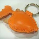 Goldfish Leather Keychain ( Orange ) on Luulla