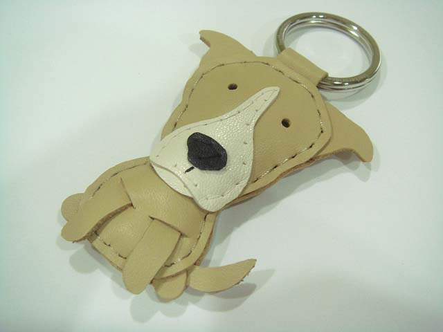 Riley The Mutt Leather Keychain ( Light Brown ) on Luulla