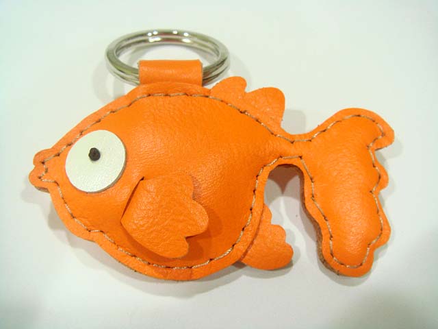Goldfish Leather Keychain ( Orange ) on Luulla