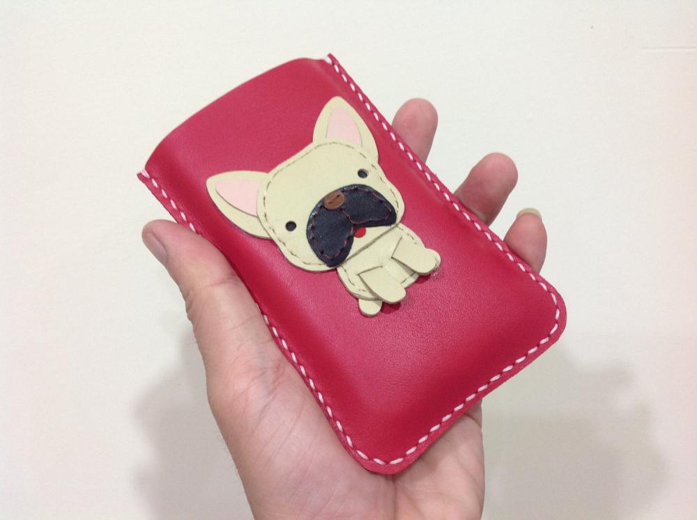 French Bull Dog Iphone Leather Case With Bumper Case Size ( Red / Light ...