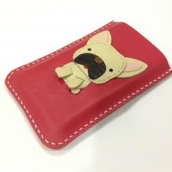 French Bull Dog Iphone Leather Case With Bumper Case Size ( Red / Light ...