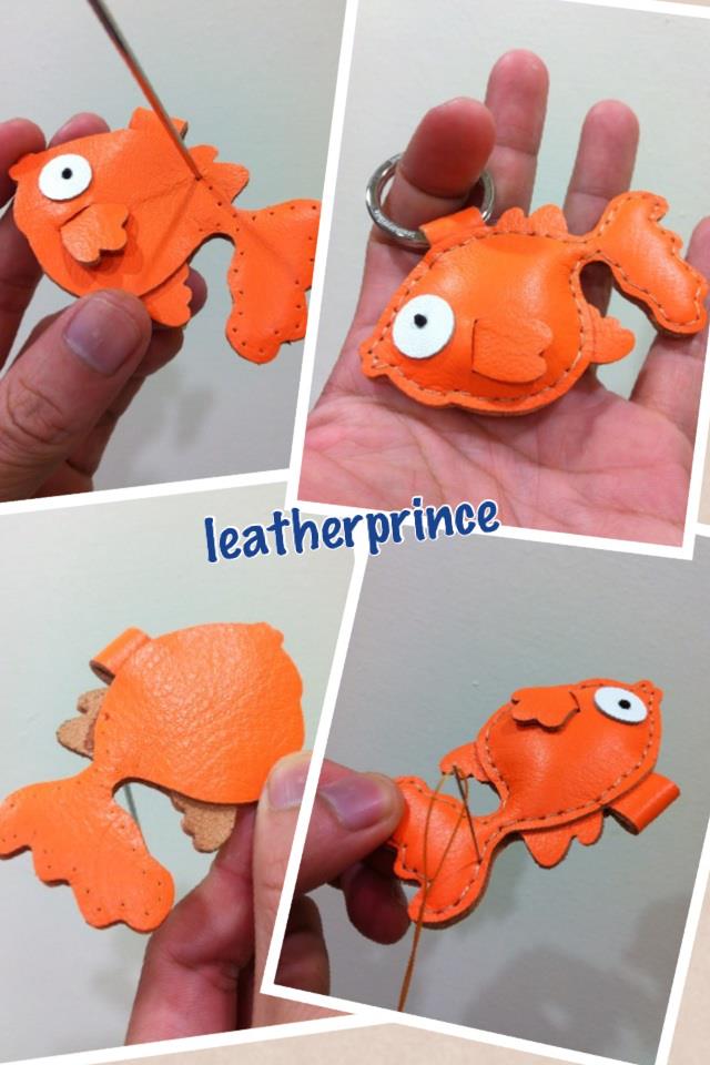 Goldfish Leather Keychain ( Orange ) on Luulla